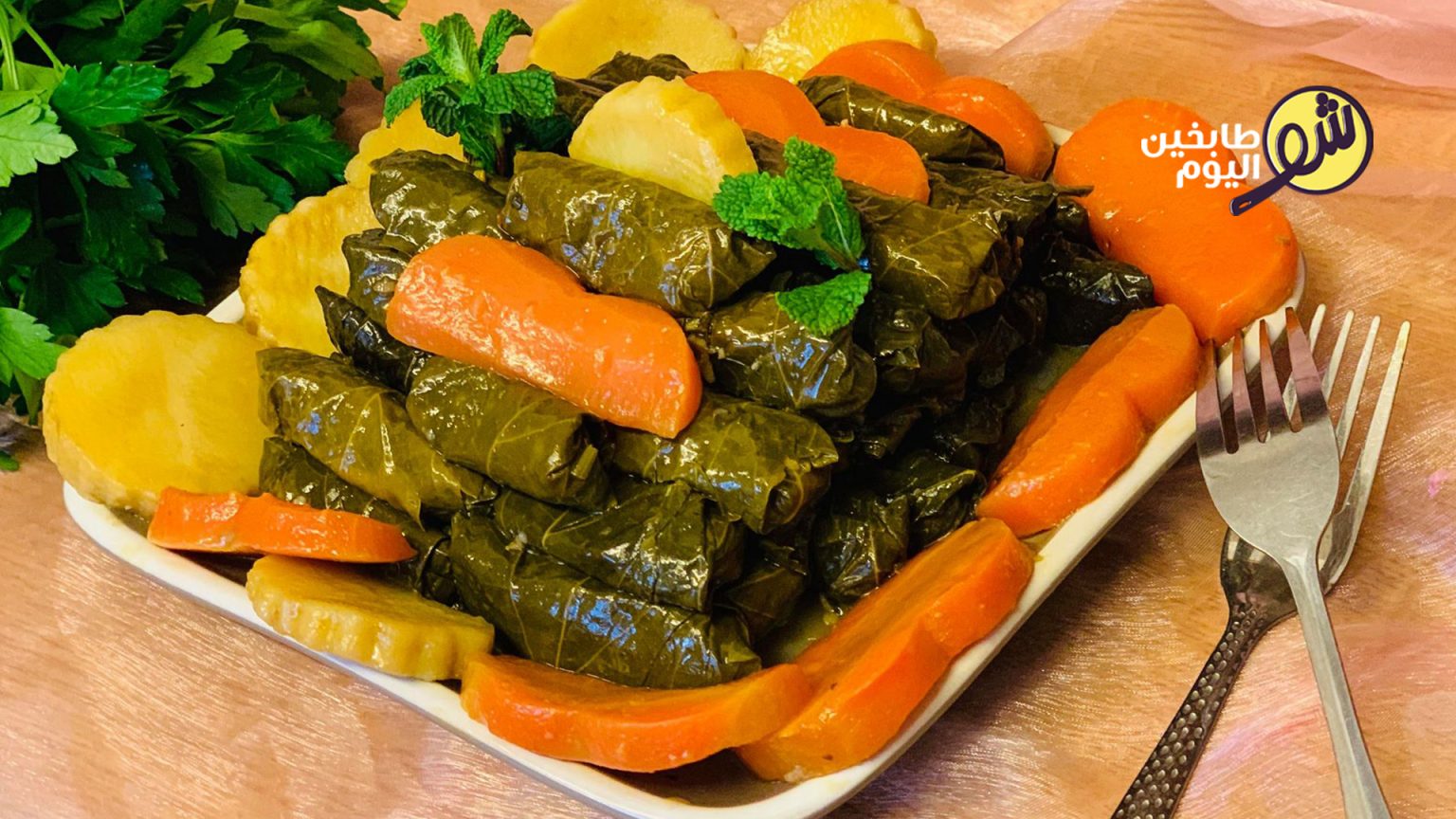 ورق العنب النباتي بالزيت شو طابخين اليوم